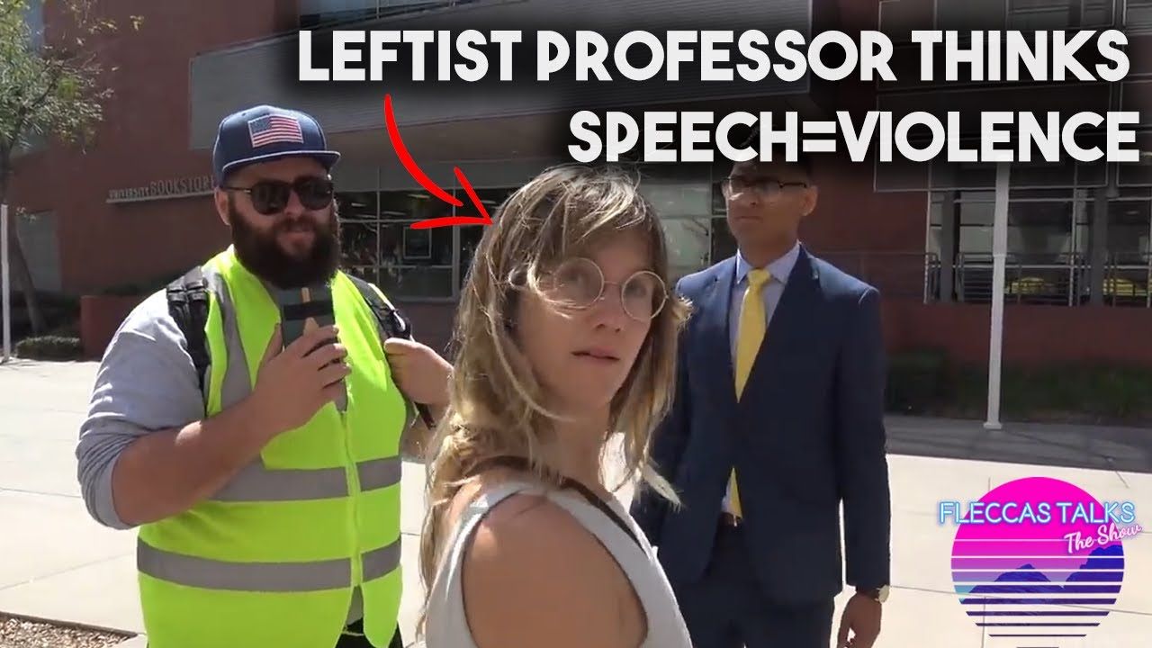 MUST WATCH: RUDE LEFTIST PROFESSOR THINKS SPEECH = VIOLENCE - Brighteon.com