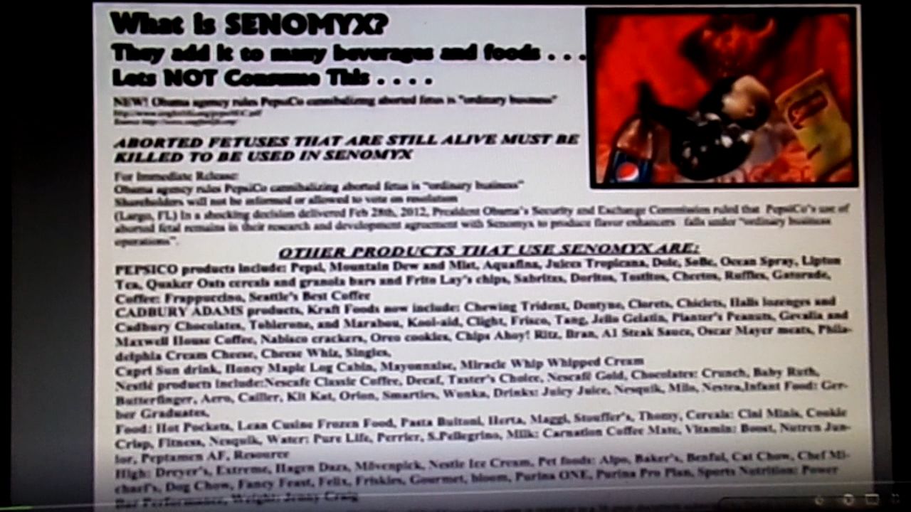Senomyx - Cells from aborted babies in food: - Brighteon.com