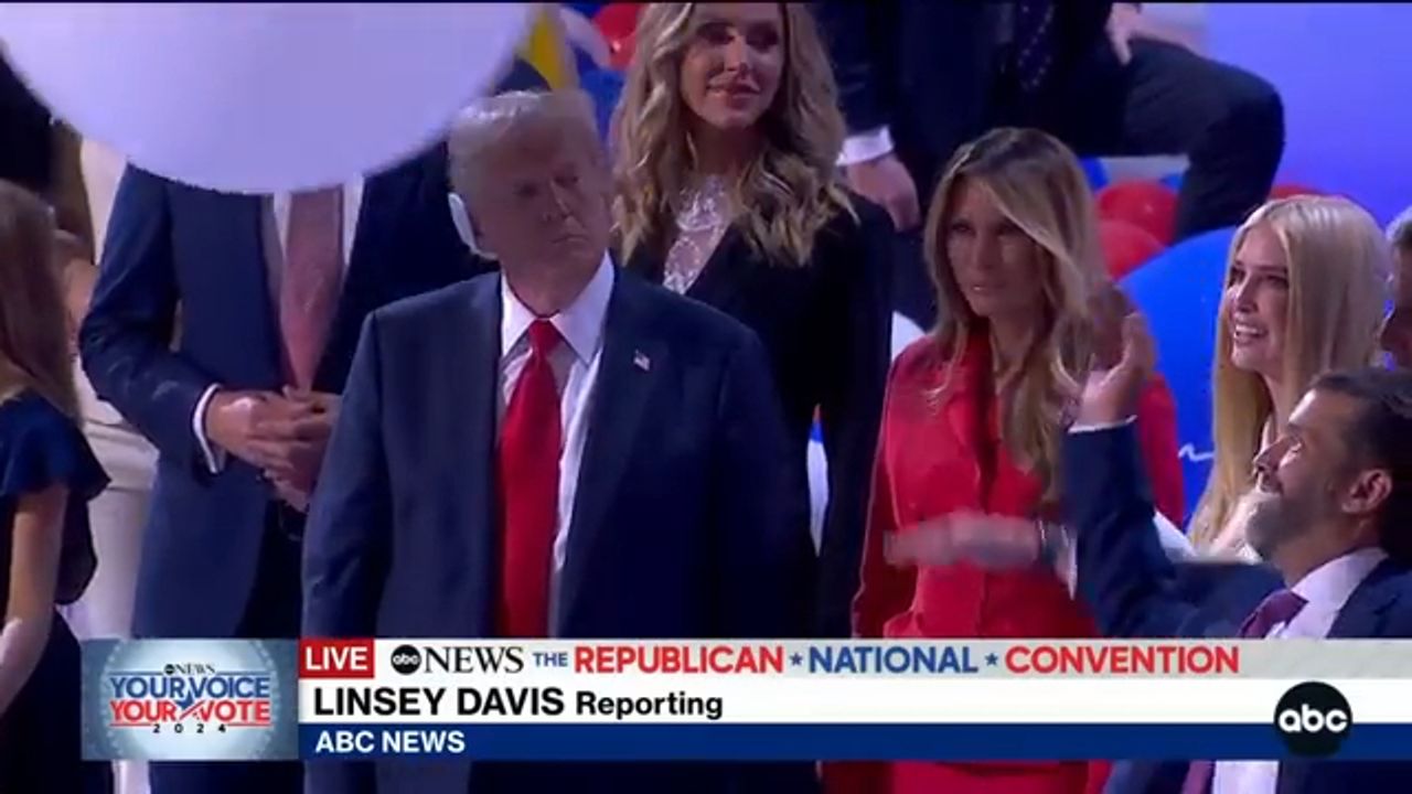 Balloon drop over Donald and Melania Trump on final night of RNC ...