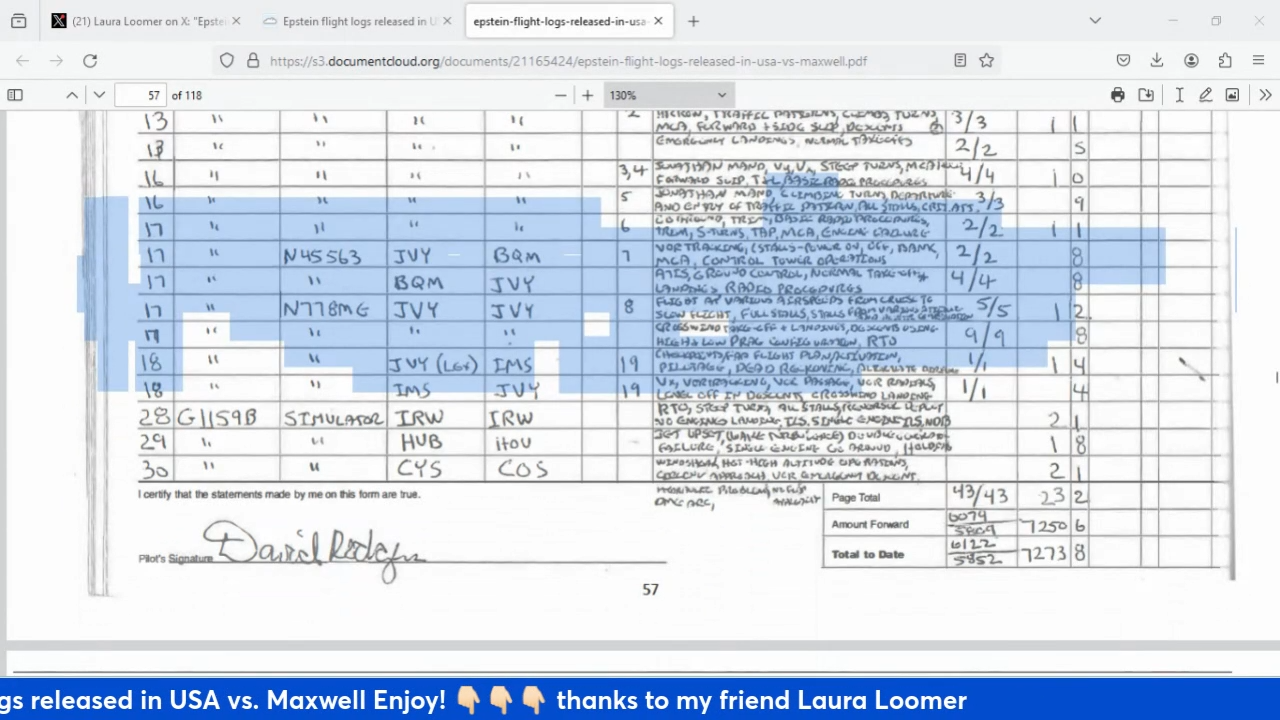 Epstein flight logs released in USA vs. Maxwell Enjoy! 👇🏻👇🏻👇🏻 thanks to ...