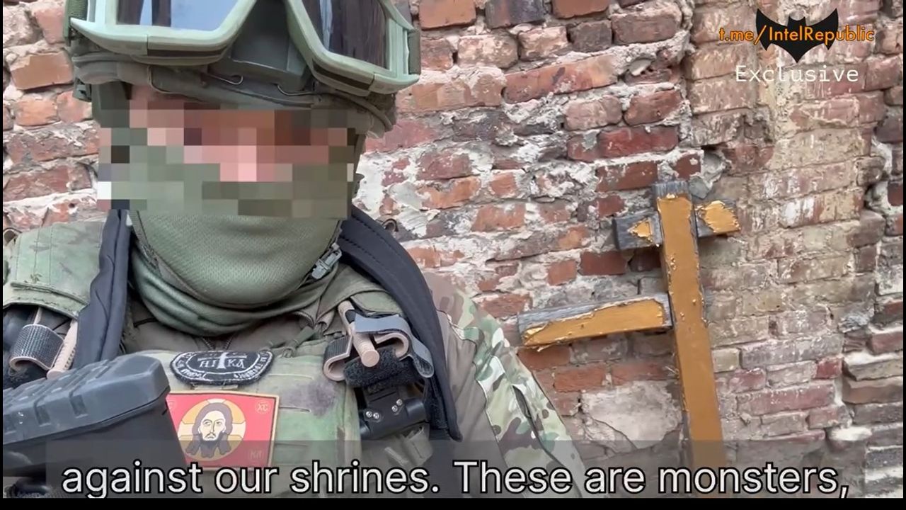 Military Orthodox soldier gives tour of remains of church after UKR ...