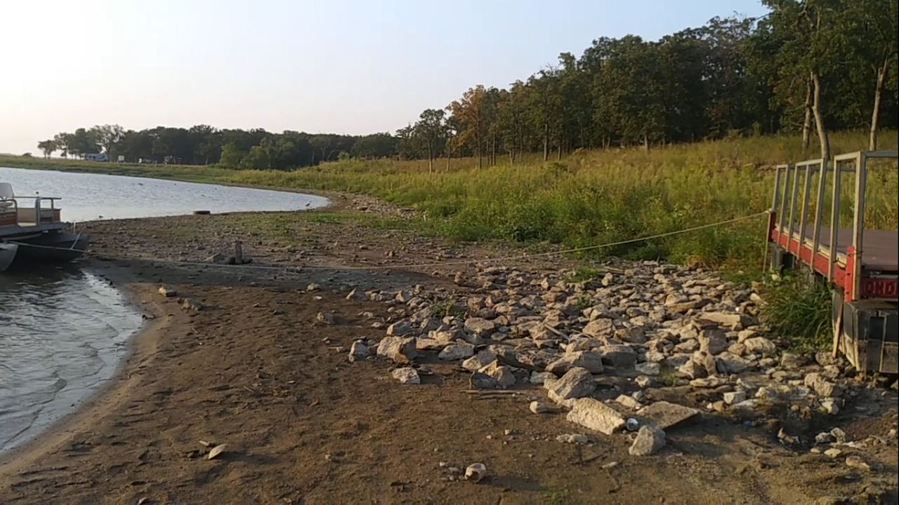 Washington Cove Copan Lake Oklahoma Drought Low water. Dock Dry ...